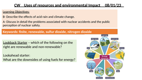 Uses of resources and environmental impact - GCSE PHYSICS | Teaching ...