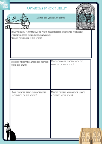 Analysis of Percy Shelley's "Ozymandias" Worksheet / Booklet | Teaching ...