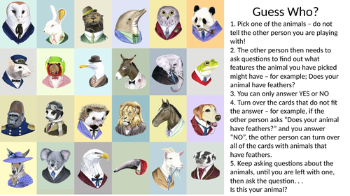 Guess Who Animals (Interactive Powerpoint) | Teaching Resources