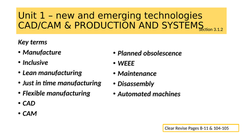 KS4 GCSE AQA product design CAD/CAM , Production methods lesson ...