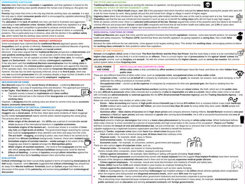 AQA A-Level Sociology Class, Power and Crime Revision Poster | Teaching ...