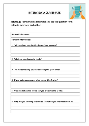 Job Interview Questions Worksheet Think “Factors” – To Find