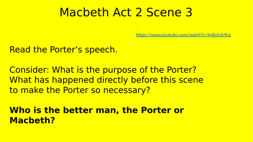 Macbeth Act 2 Scene 3 The Porter and focus on verse/prose | Teaching ...