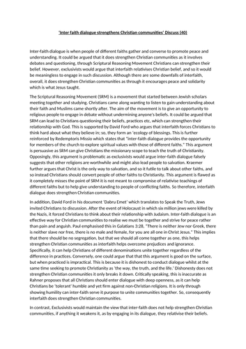 Inter-Faith Dialogue Essay | Teaching Resources