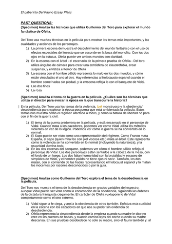El Laberinto Del Fauno (Pans Labyrinth) essay plans | Teaching Resources