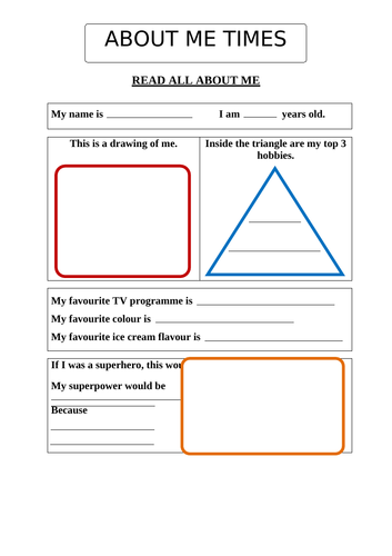 Read All About Me / Transition | Teaching Resources Read All About Me / Transition | Teaching Resources