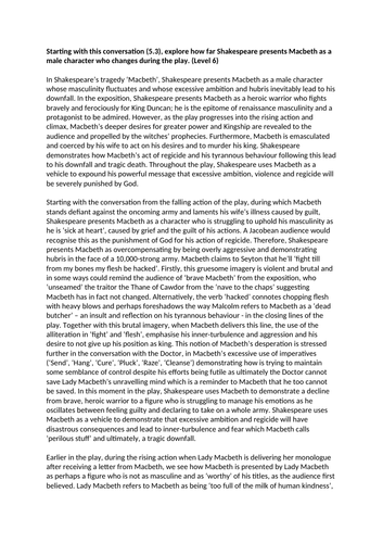 'Macbeth' essay based on 2023 AQA Literature Paper 1 Exam - Grade 6 ...