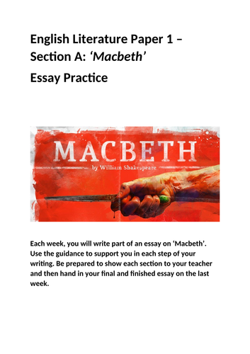 'Macbeth' Essay Practice Homework Resource Booklet | Teaching Resources