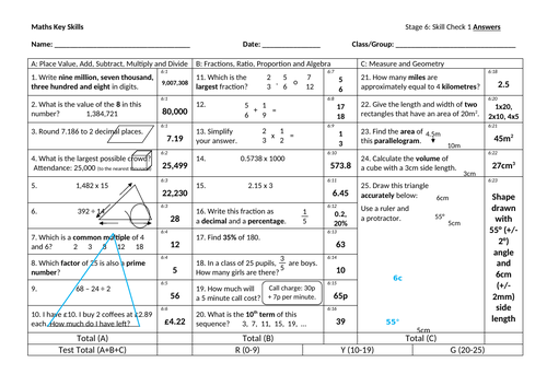 Year 6 Skills checker 10 tests (SATs Preperation) | Teaching Resources