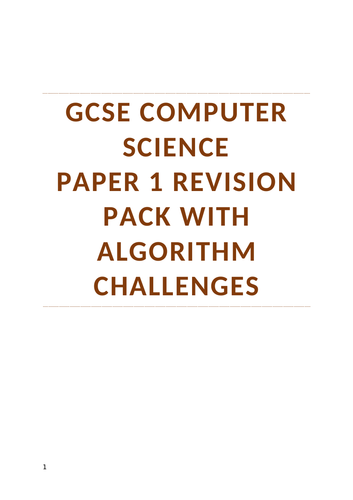 Gcse Ocr Computer Science Paper 1 Revision And Practice Guide J277