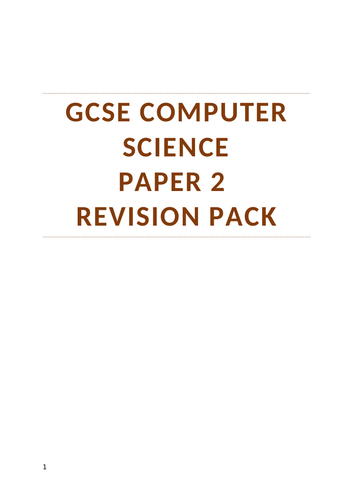 GCSE OCR Computer Science Paper 2 Revision and Practice Guide J277 | Teaching Resources