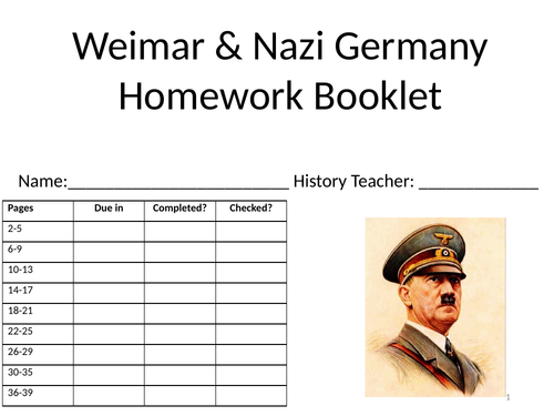 Weimar & Nazi Germany Homework Booklet | Teaching Resources