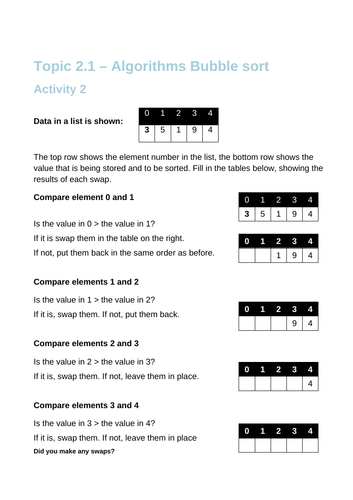 Bubble sort, OCR Computer Science Complete lesson | Teaching Resources Bubble sort, OCR Computer Science Complete lesson | Teaching Resources