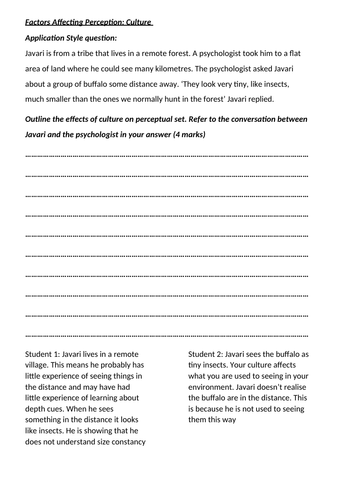 Culture- factors affecting perception (GCSE Psychology AQA) | Teaching ... Culture- factors affecting perception (GCSE Psychology AQA) | Teaching ...