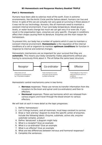 AQA GCSE Biology B5 Mastery booklet | Teaching Resources