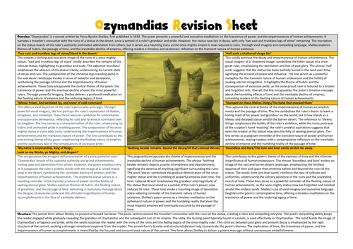 Ozymandias Revision Sheet | Teaching Resources