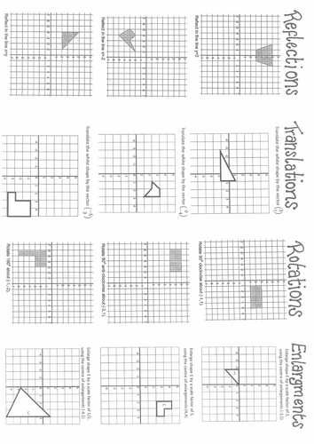 Transformations Review Sheet Teaching Resources