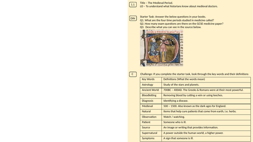 History - AQA GCSE - Medieval Medicine. | Teaching Resources