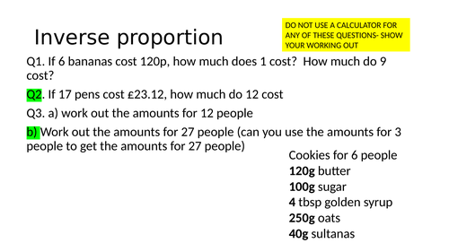 inverse proportion | Teaching Resources inverse proportion | Teaching Resources