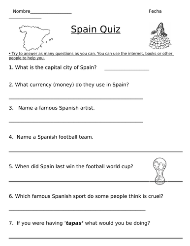 Spain Quiz | Teaching Resources