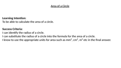 Area of a Circle | Teaching Resources