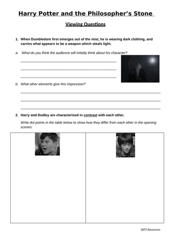 Harry Potter and the Philosopher's Stone - Film Study / Viewing ...