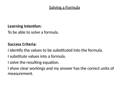 Evaluating Formulae | Teaching Resources