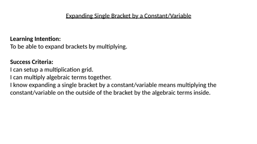 Expanding a Single Bracket | Teaching Resources Expanding a Single Bracket | Teaching Resources