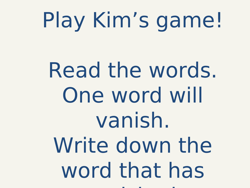 Year 2 spelling game (Kim's game) | Teaching Resources