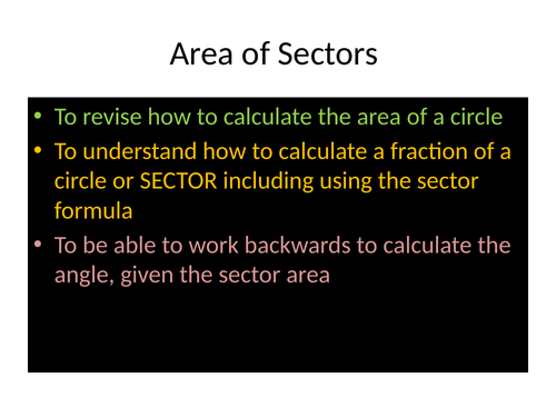 sector area and arc length | Teaching Resources