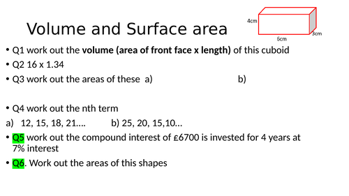 surface area and volume | Teaching Resources