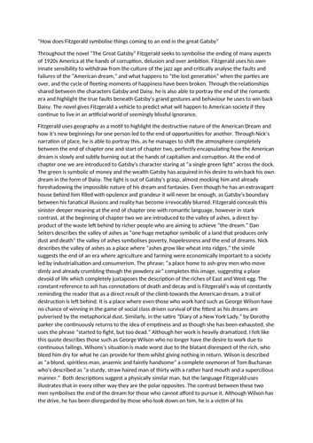 The Great Gatsby Full Mark Essay | Teaching Resources