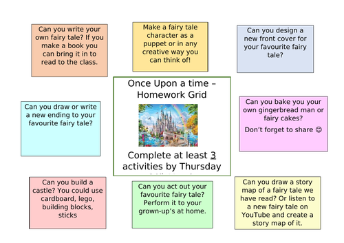 Fairyland homework grid | Teaching Resources Fairyland homework grid | Teaching Resources