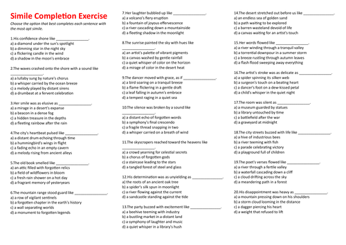 Similes Worksheets | Teaching Resources