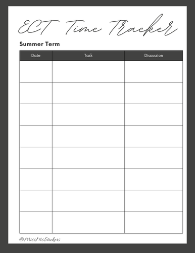 Summer ECT Time Tracker | Teaching Resources