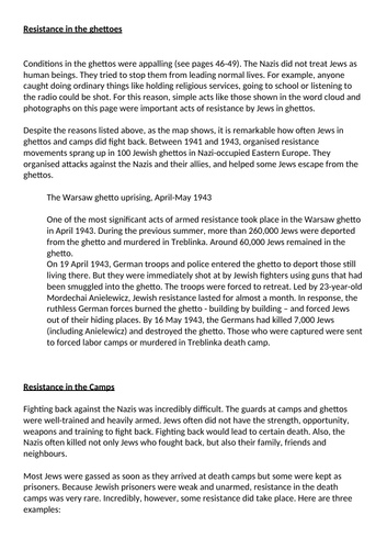 Holocaust - Jewish resistance | Teaching Resources