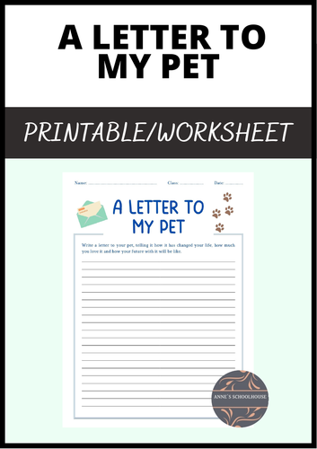 Letter Writing: Letter to My Pet/Pets/ELA | Teaching Resources