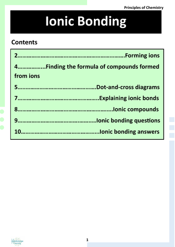 Ionic Bonding Revision Booklet | Teaching Resources