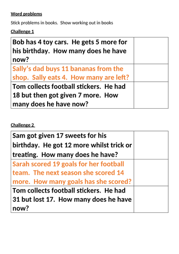 Worded problems- Addition and Subtraction KS1 | Teaching Resources