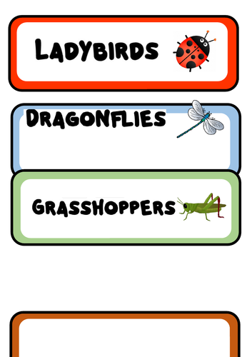 Mini Beast themed table names | Teaching Resources