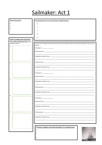 Sailmaker: Act 1, Retrieval Understanding Worksheet | Teaching Resources