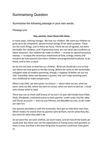 N5 Summarising Question | Teaching Resources