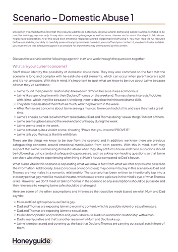 Safeguarding Scenario - Domestic Abuse | Teaching Resources
