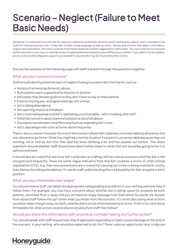 Safeguarding Scenario Neglect (Failure to Protect) | Teaching Resources
