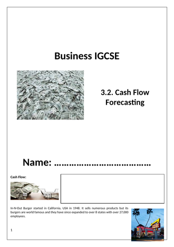 Cashflow forecasting | Teaching Resources