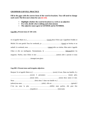 GRAMMAR GAP-FILL practice with markscheme | Teaching Resources