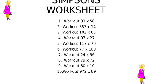 Simpson worksheet 1 | Teaching Resources