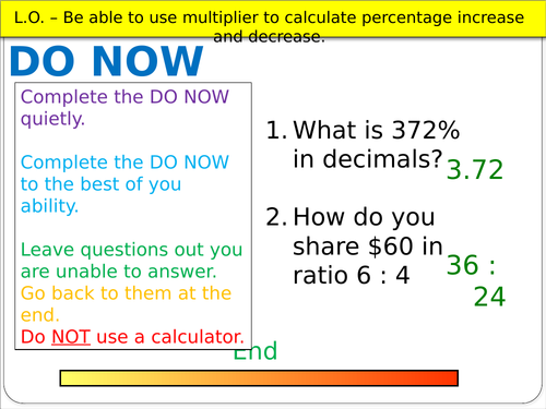 percentage increase and decrease | Teaching Resources