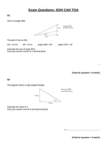 Basic Trigonometry | Teaching Resources