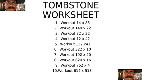 Tombstone worksheet 14 | Teaching Resources